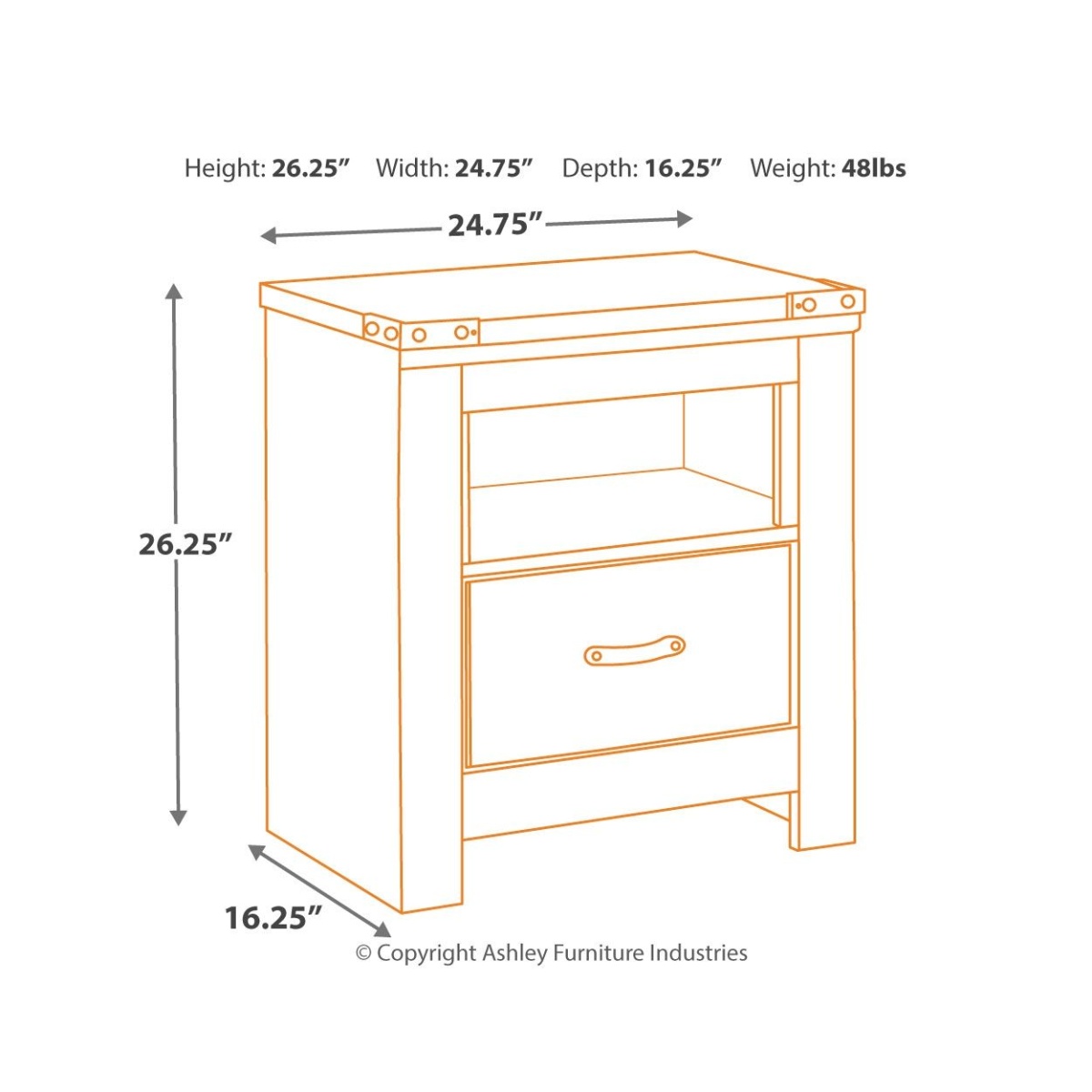 Trinell - One Drawer Night Stand - Brown – Barron's Home Furnishings ...