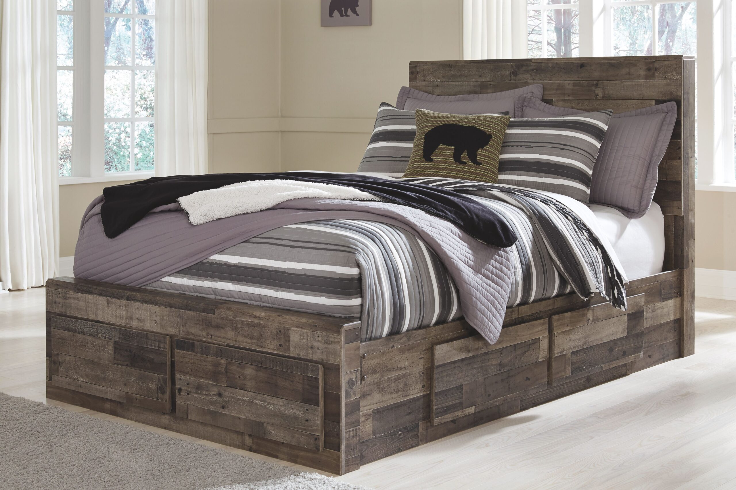 Derekson - Multi Gray - Full Panel Bed with 6 Storage Drawers – Barron ...